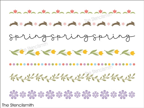 9342 Spring borders stencil