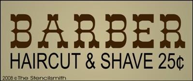 BARBER Haircut & Shave 25c stencil