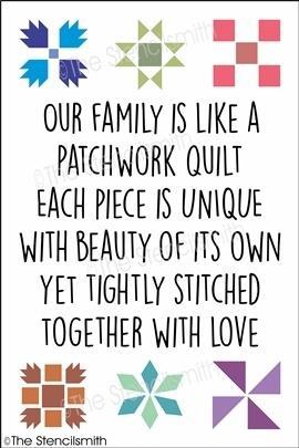 4121 - Our family is like a patchwork quilt stencil