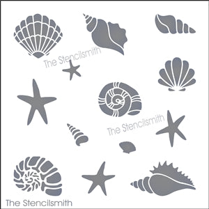 Seashell Stencil Patterns Set Of Seashells In Doodle Style, Black
